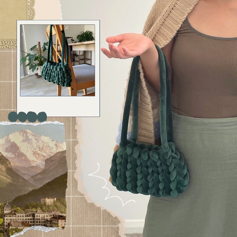 Shoulder Velvet Chunky Yarn Bag - Etsy