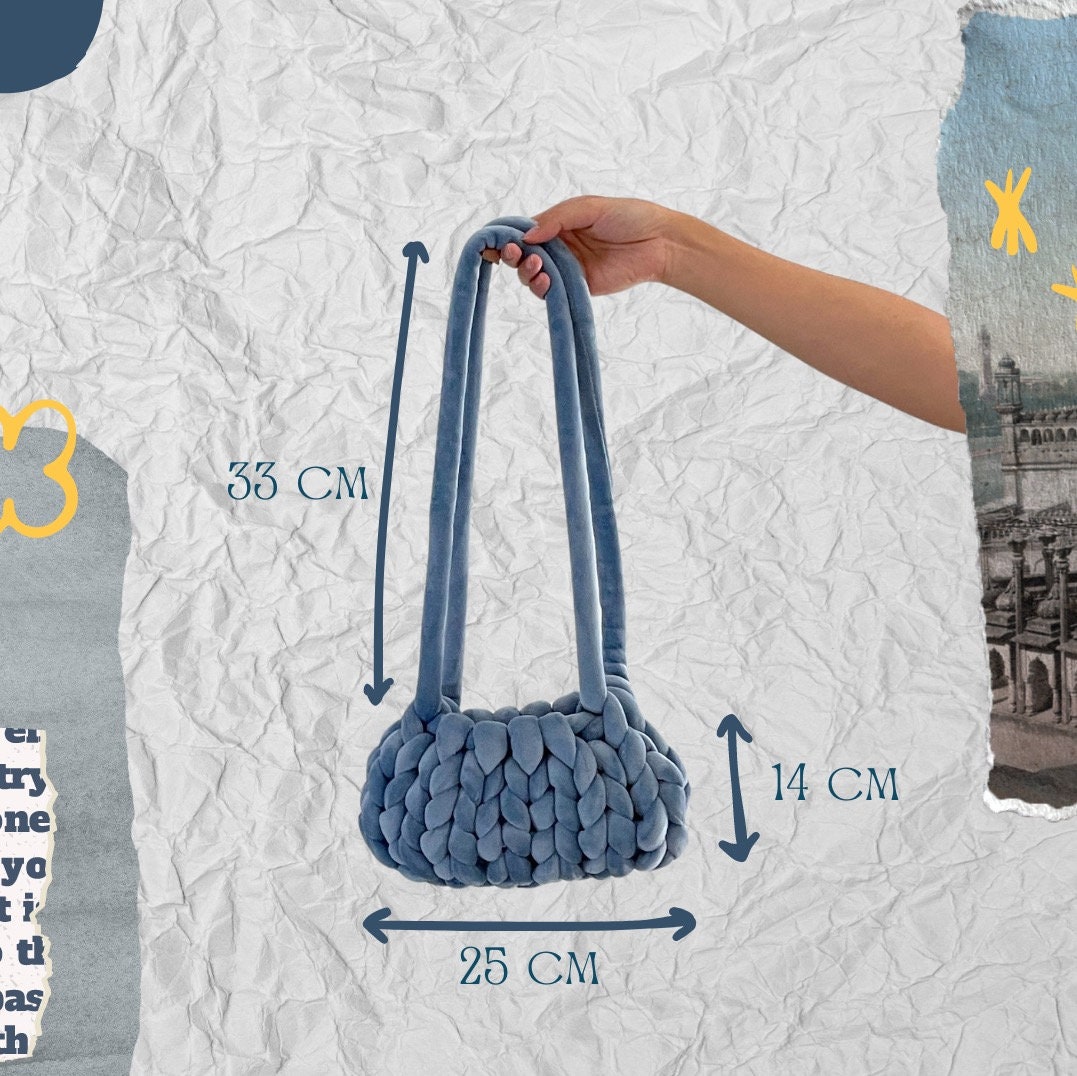 Shoulder Velvet Chunky Yarn Bag - Etsy