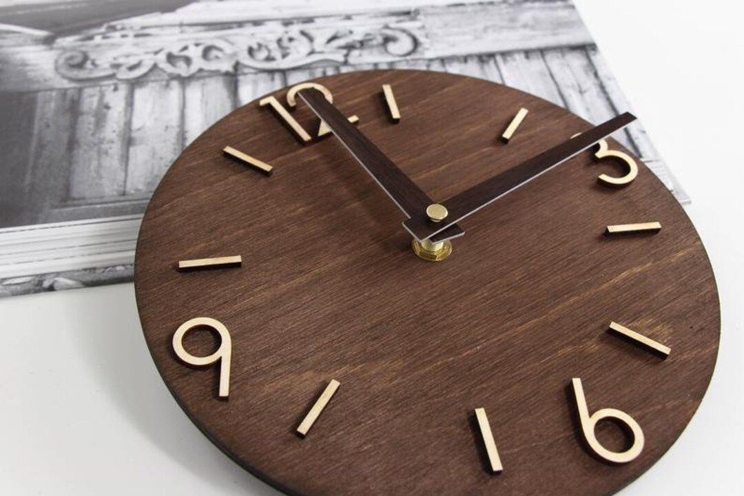 Wooden Wall Clock Modern 3D Round Circle Retro Handmade ABSOLUTELY ...
