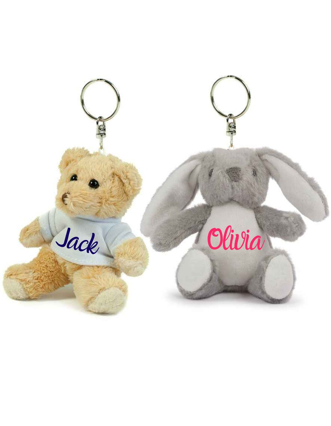 Personalised Soft Plush Teddy Bear Key Ring - Custom Name or Initials ...