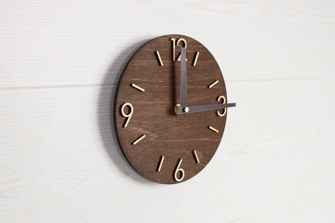 Wooden Wall Clock Modern 3D Round Circle Retro Handmade ABSOLUTELY ...