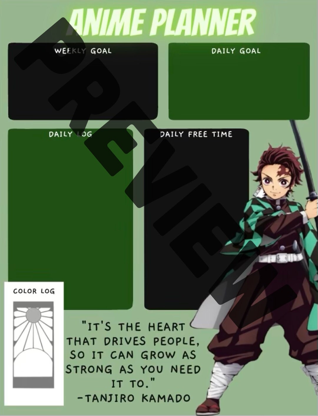 Tanjiro Anime Planner Demon Slayer Used for Tracking, Watchlist ...