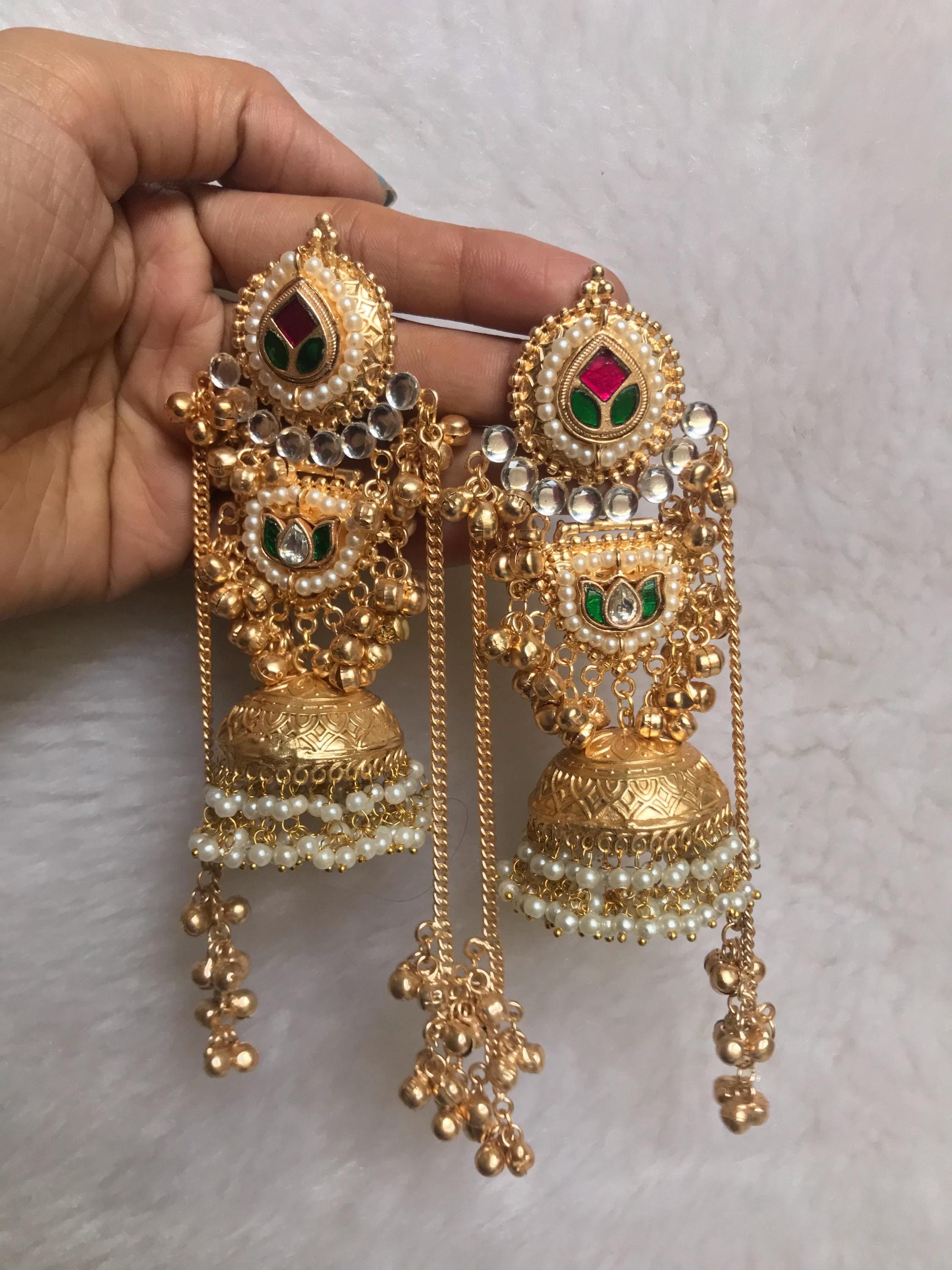 Newly Launched Pacchi Kundan Big Designer Ghungroo Jhumka/ High Trend ...