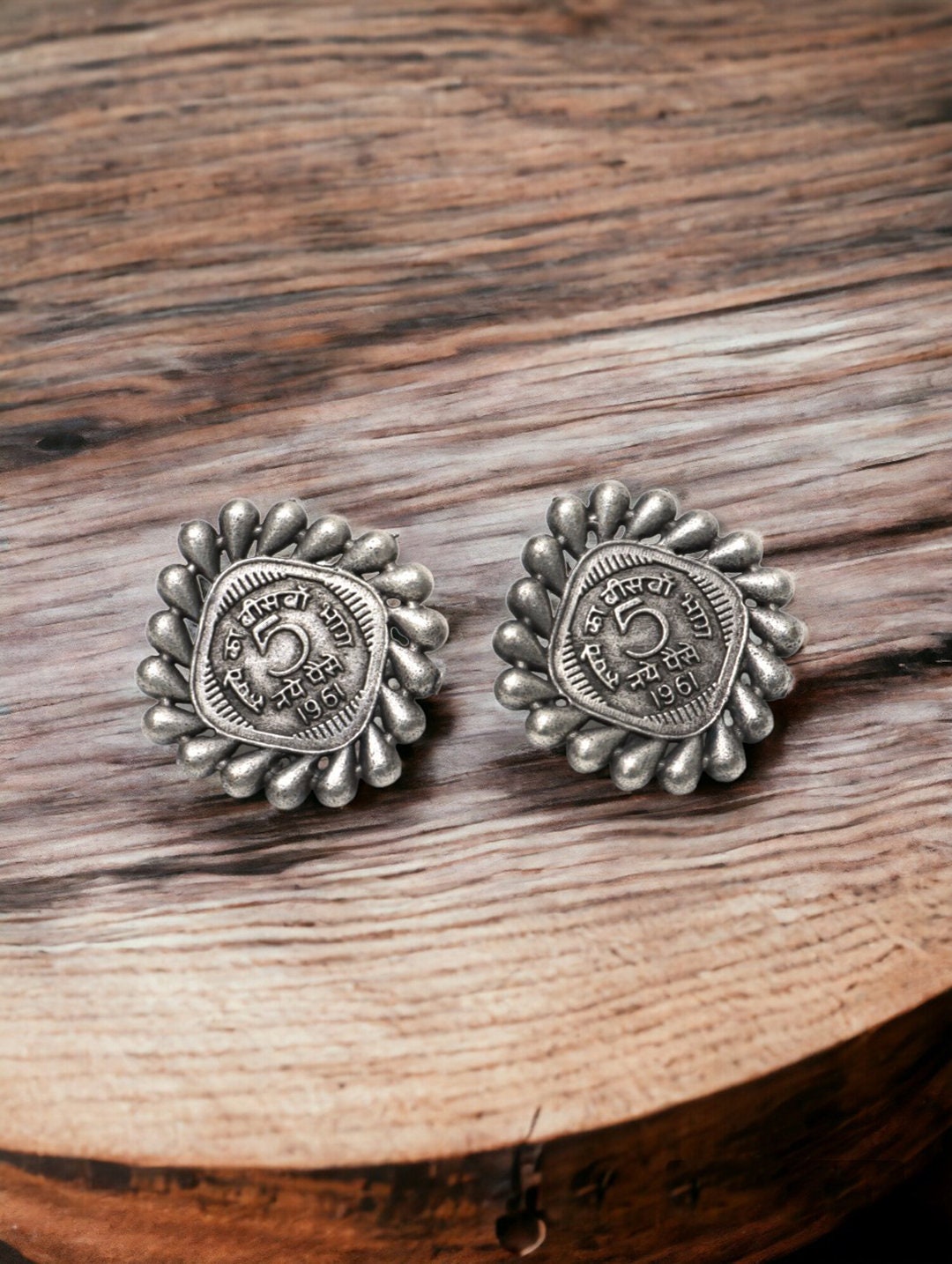 Silver Lookalike Replica 5 Paise Coin Earrings - Etsy