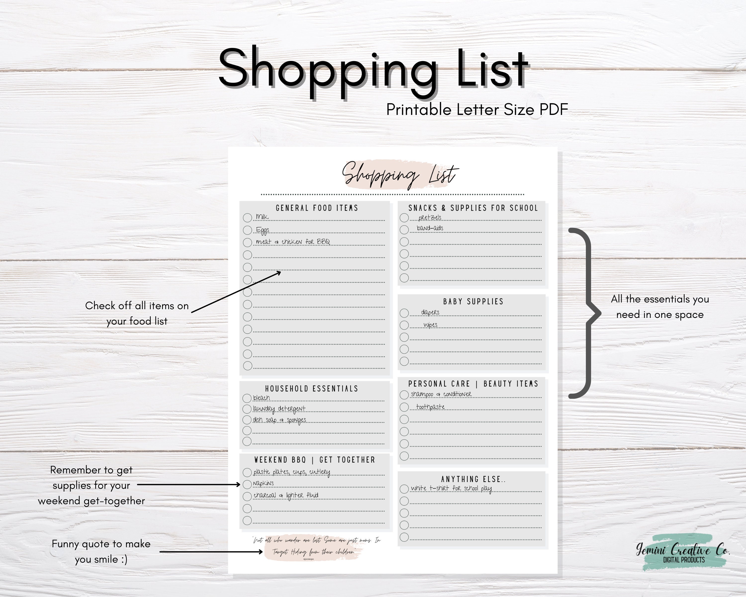 Printable Shopping List, Grocery List, Target Shopping List, Meal ...