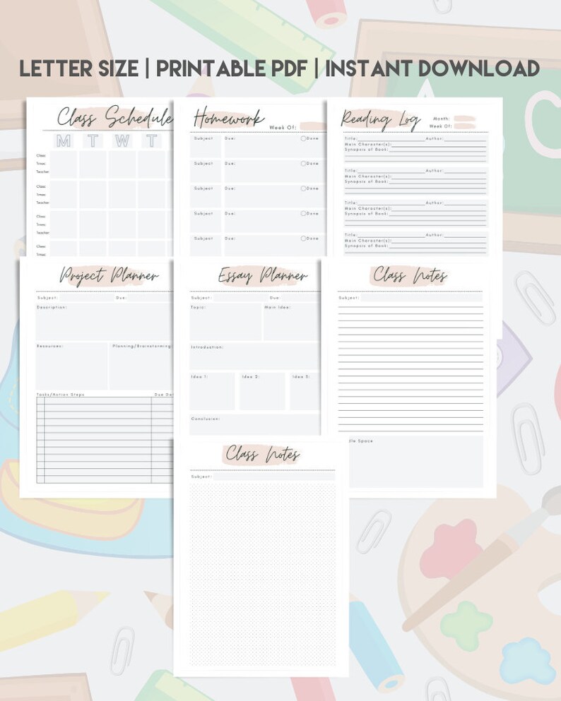 Student Planner, School Planner, Class Schedule, School Schedule, Study ...