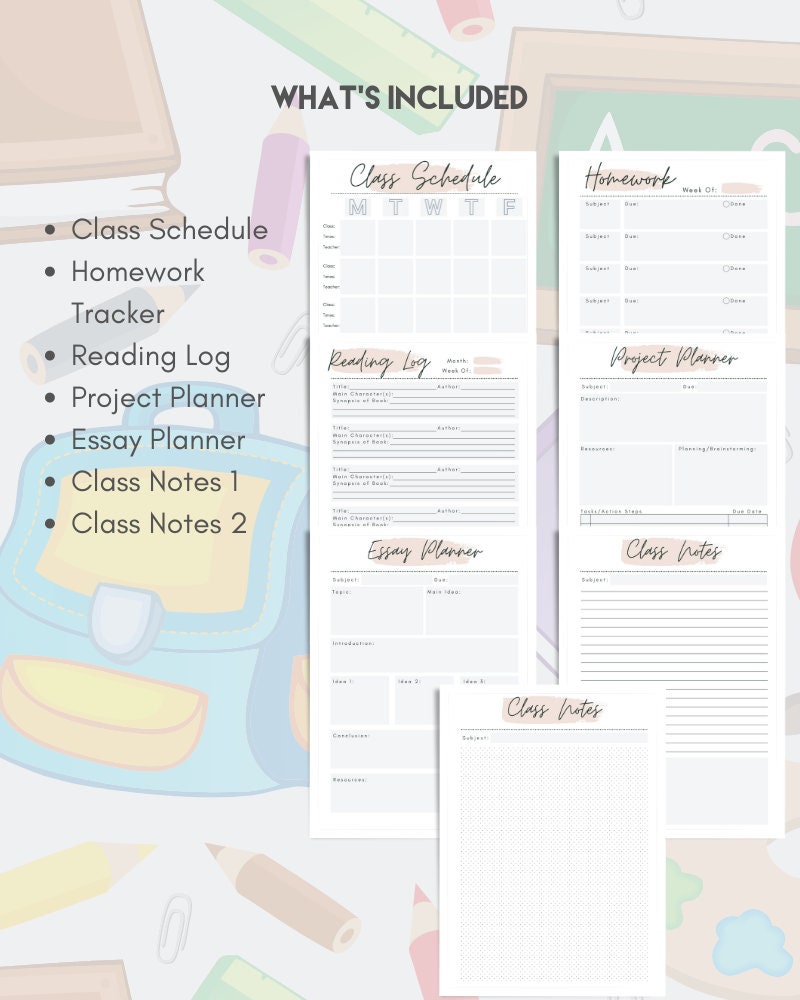 Student Planner, School Planner, Class Schedule, School Schedule, Study ...