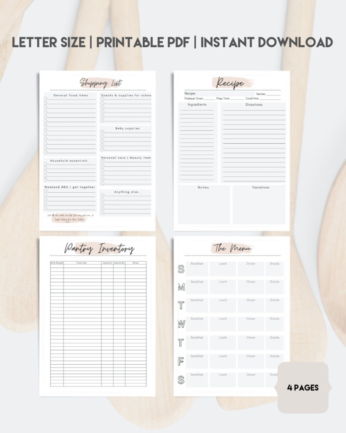 Meal Planning Bundle Meal Planner Printable Shopping List - Etsy