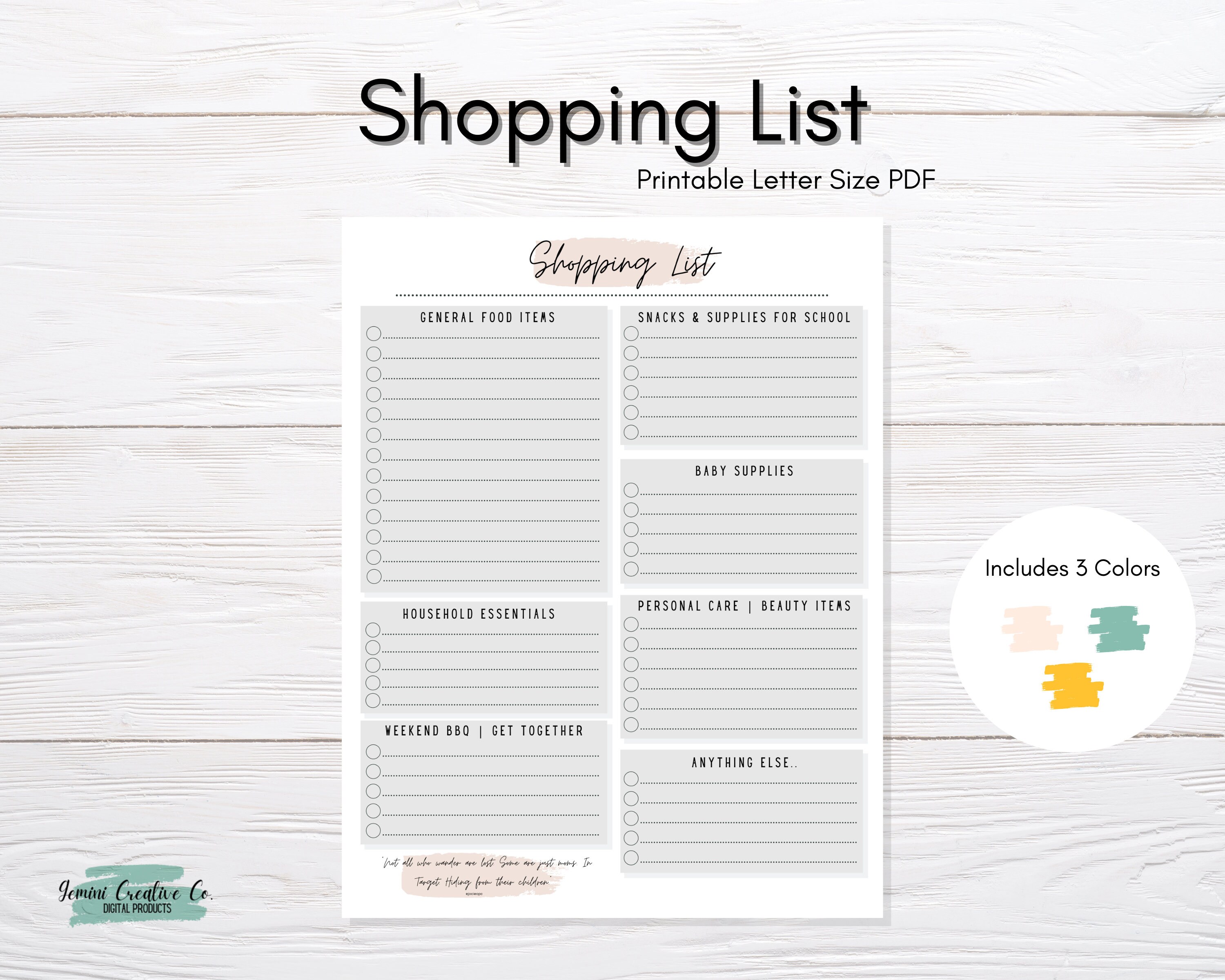 Printable Shopping List, Grocery List, Target Shopping List, Meal ...