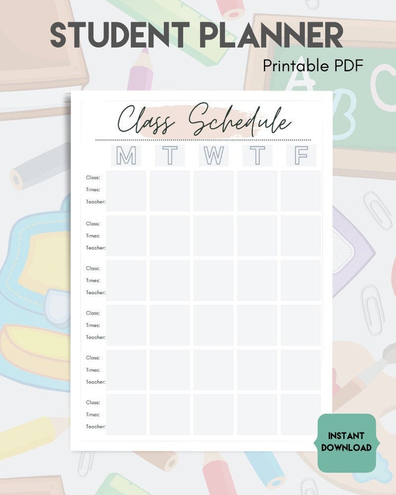 Student Planner, School Planner, Class Schedule, School Schedule, Study ...