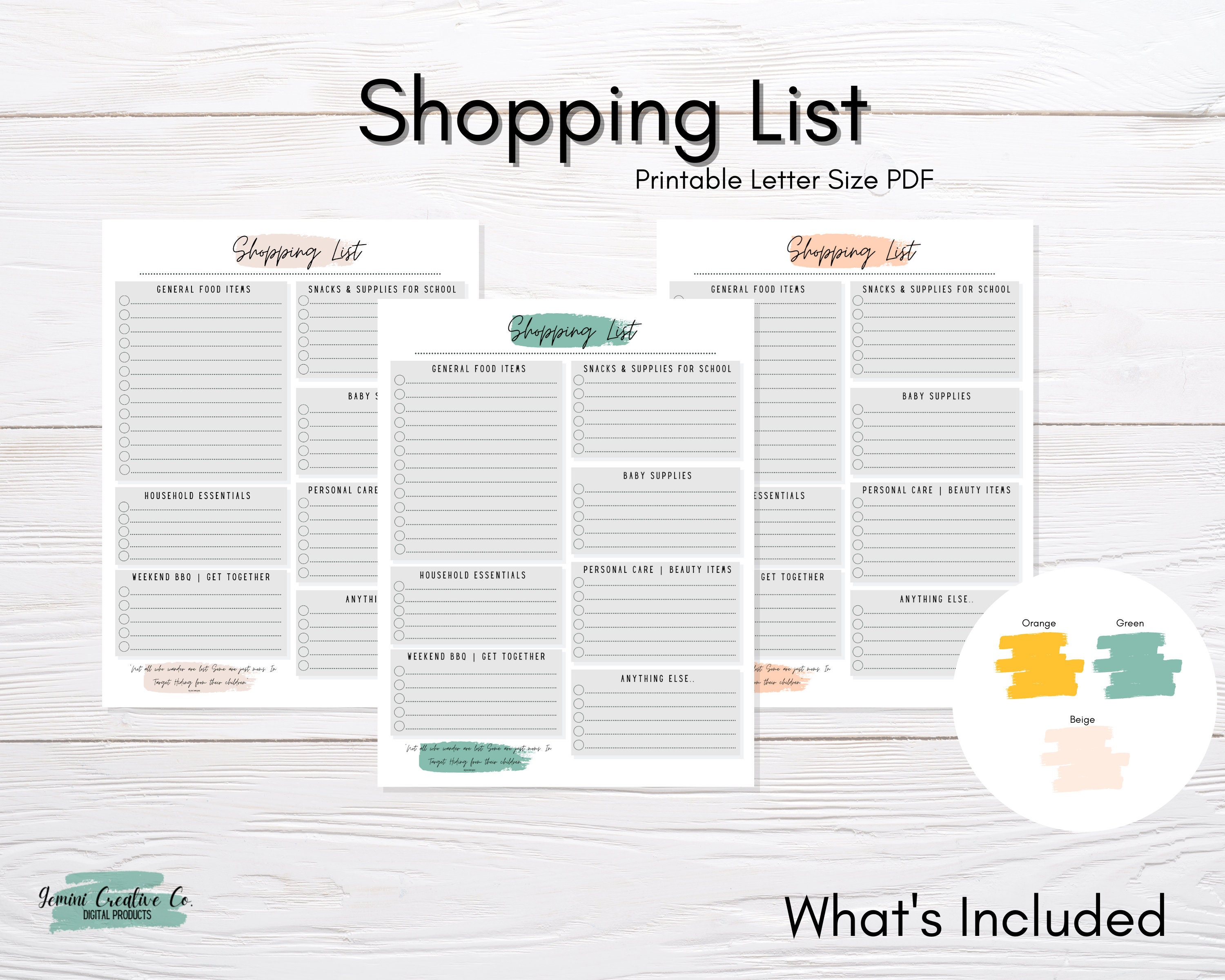 Printable Shopping List, Grocery List, Target Shopping List, Meal ...