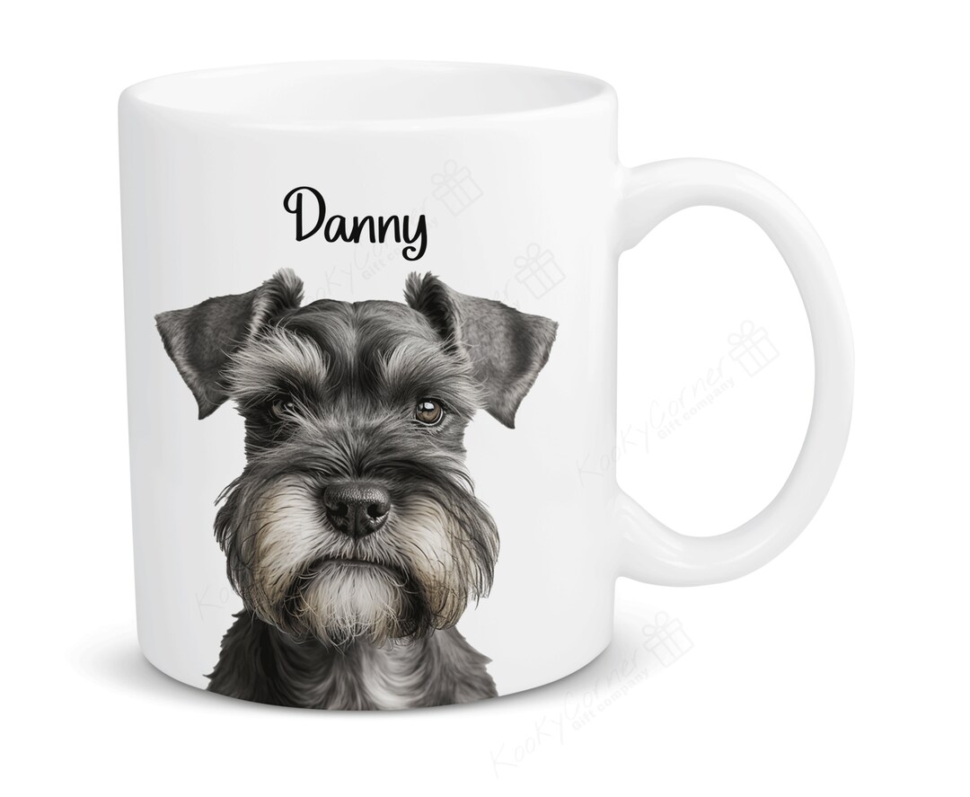 Miniature Schnauzer Mug: Personalized Dog Coffee Mug, Matching Coaster ...
