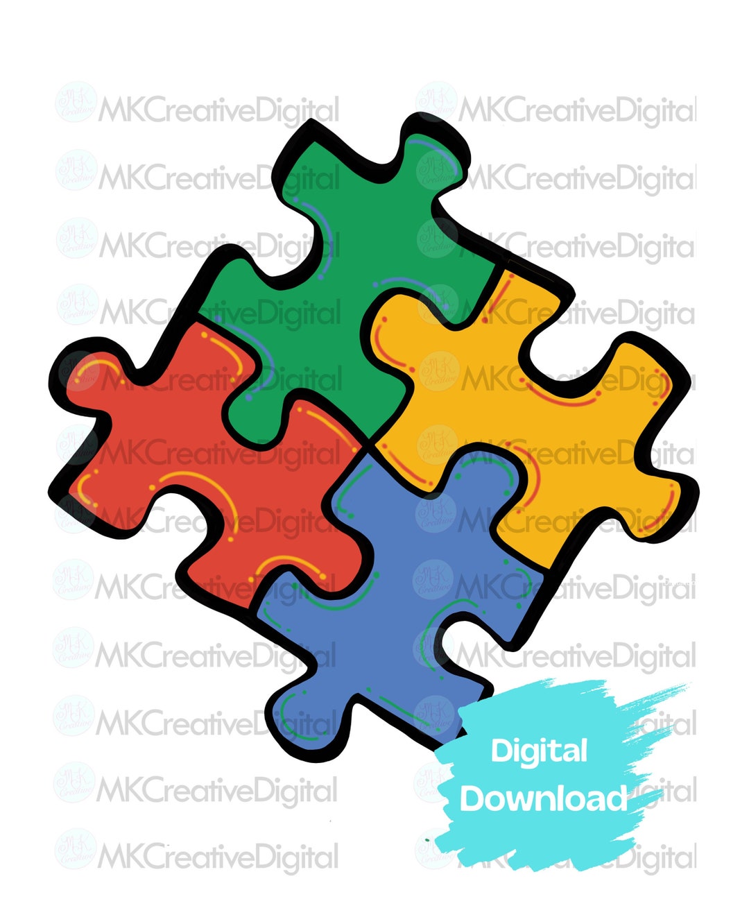 Primary Colors Autism Puzzle Pieces - Etsy
