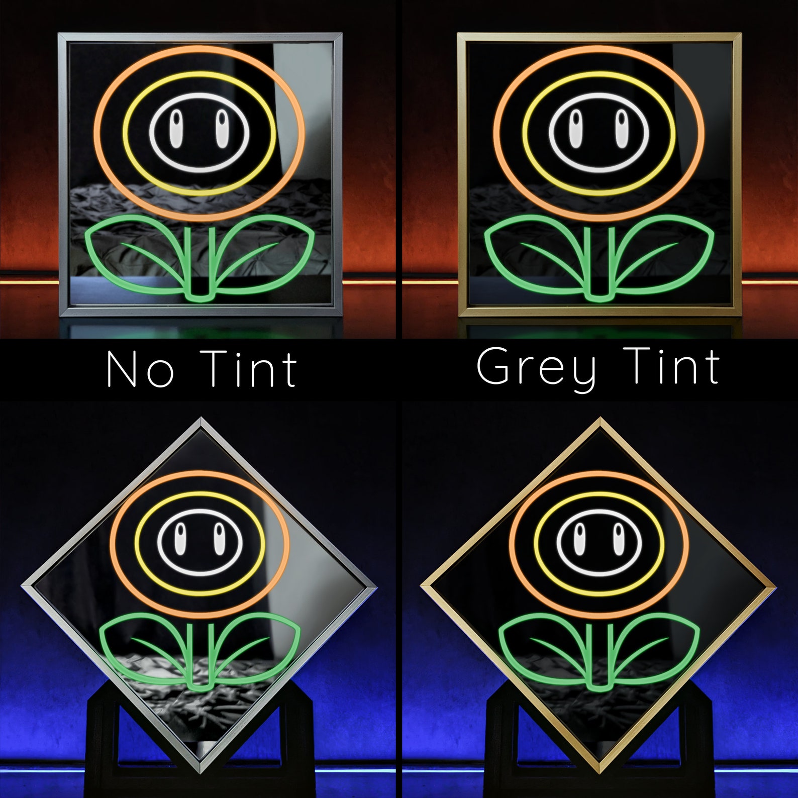 Super Mario Power-up Sunflower Neon Mirror Customizable Infinity Mirror ...