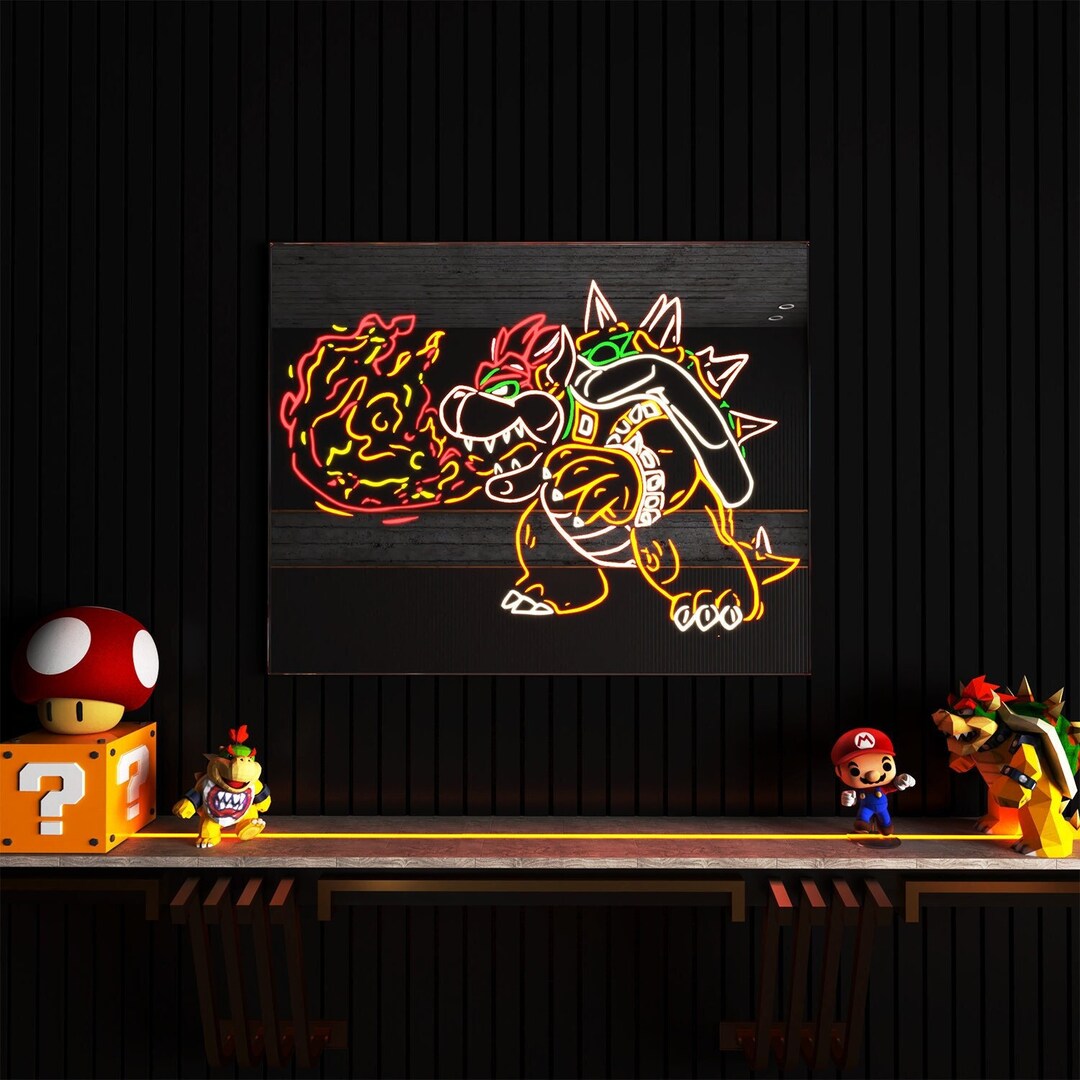Mario Bowser Custom Anime Atmosphere Glass Mirror Neon Light - Etsy