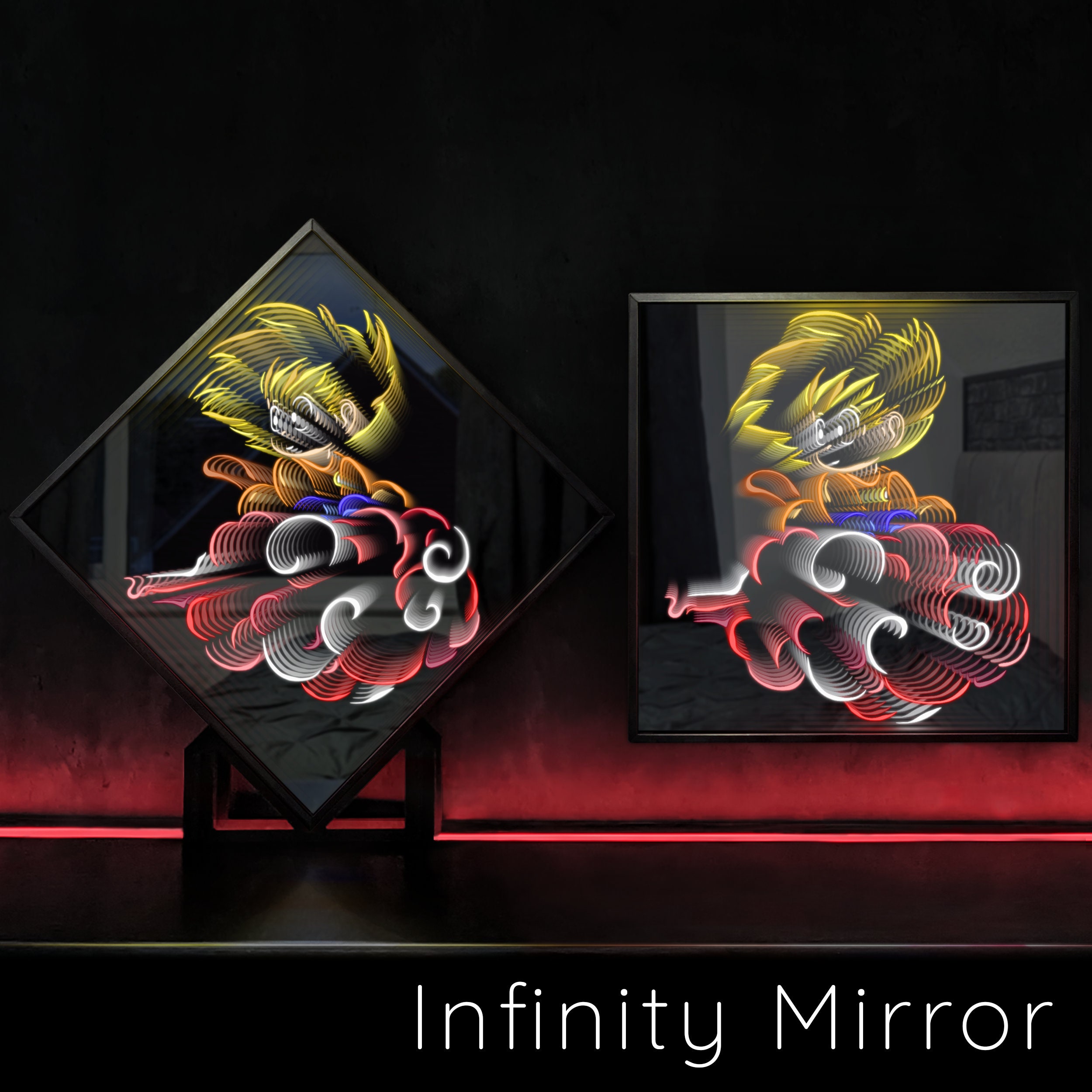 Akatsuki Red Cloud Kid Goku Anime Infinity Mirror Neon Light Infinity ...