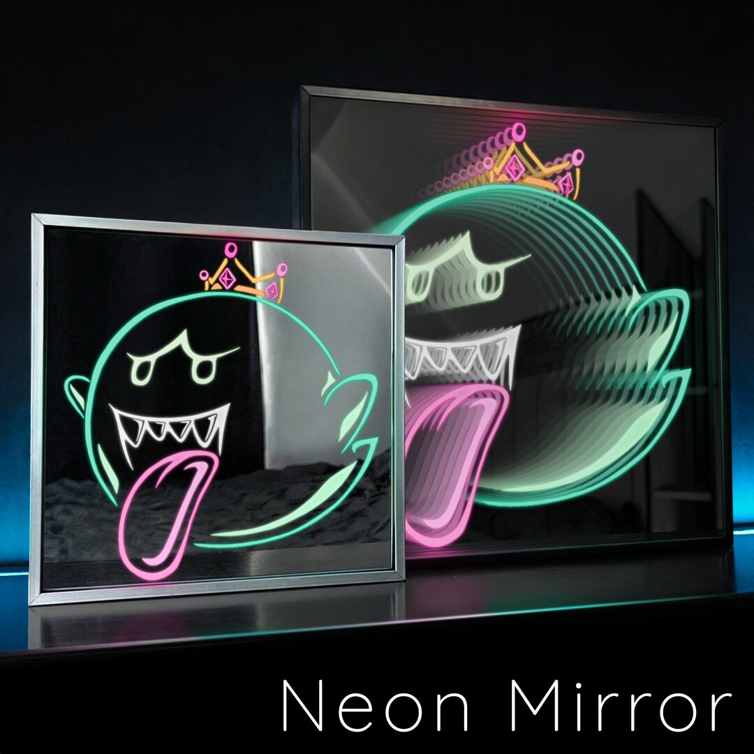 Mario King Boo Infinity Mirror Neon Light Infinity Mirror Night Light ...
