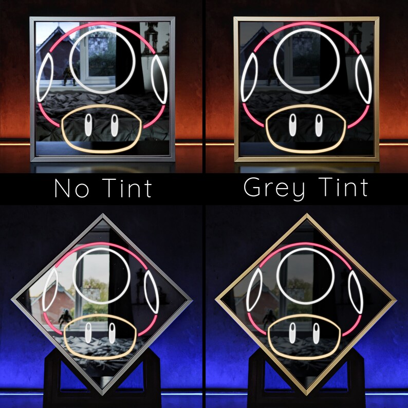 Mario Power-up Mushroom Neon Mirror, Shatter-resistant Acrylic, Desk ...