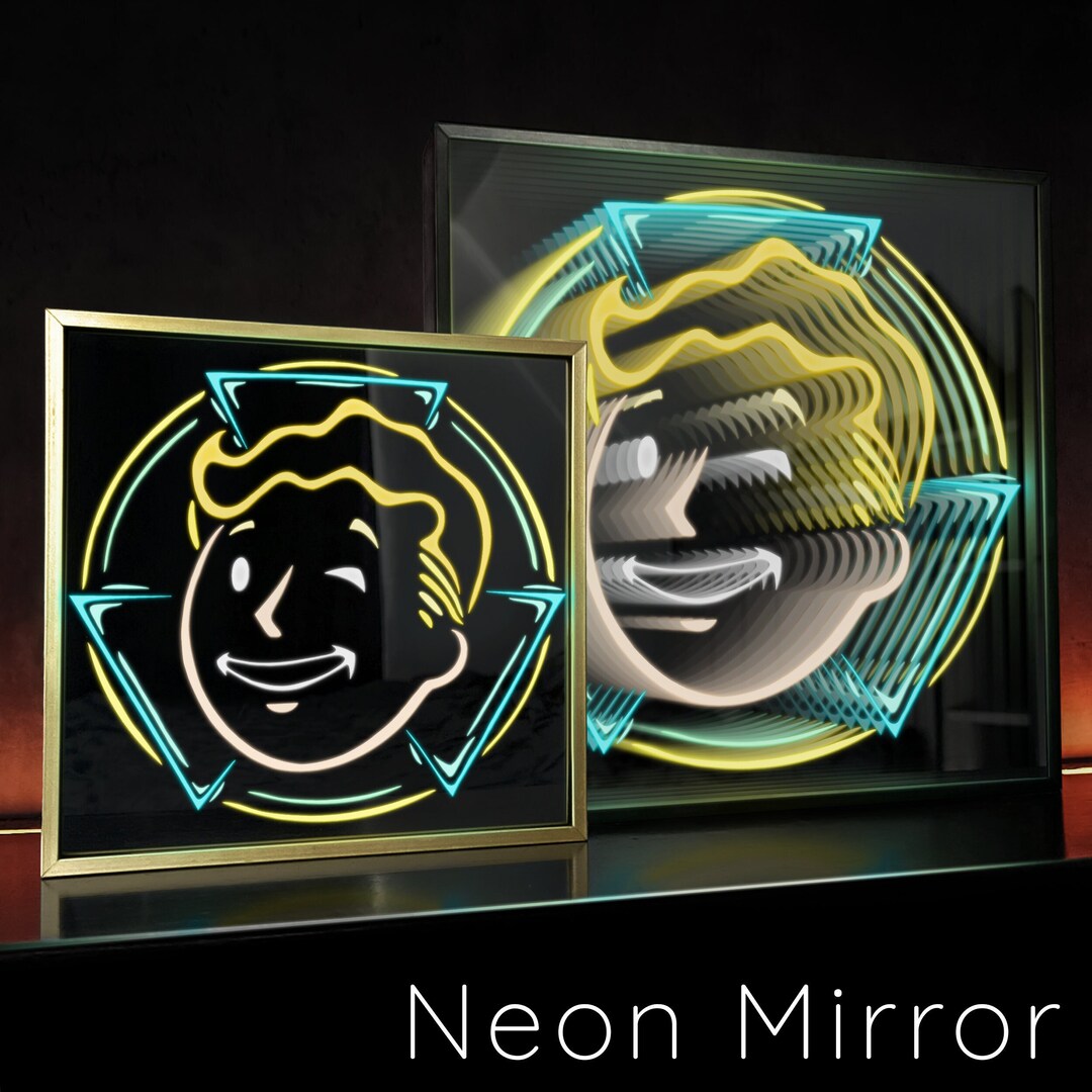 Fallout Vault Boy Neon Mirror, Custom Neon Mirror Decor, Winking Vault ...