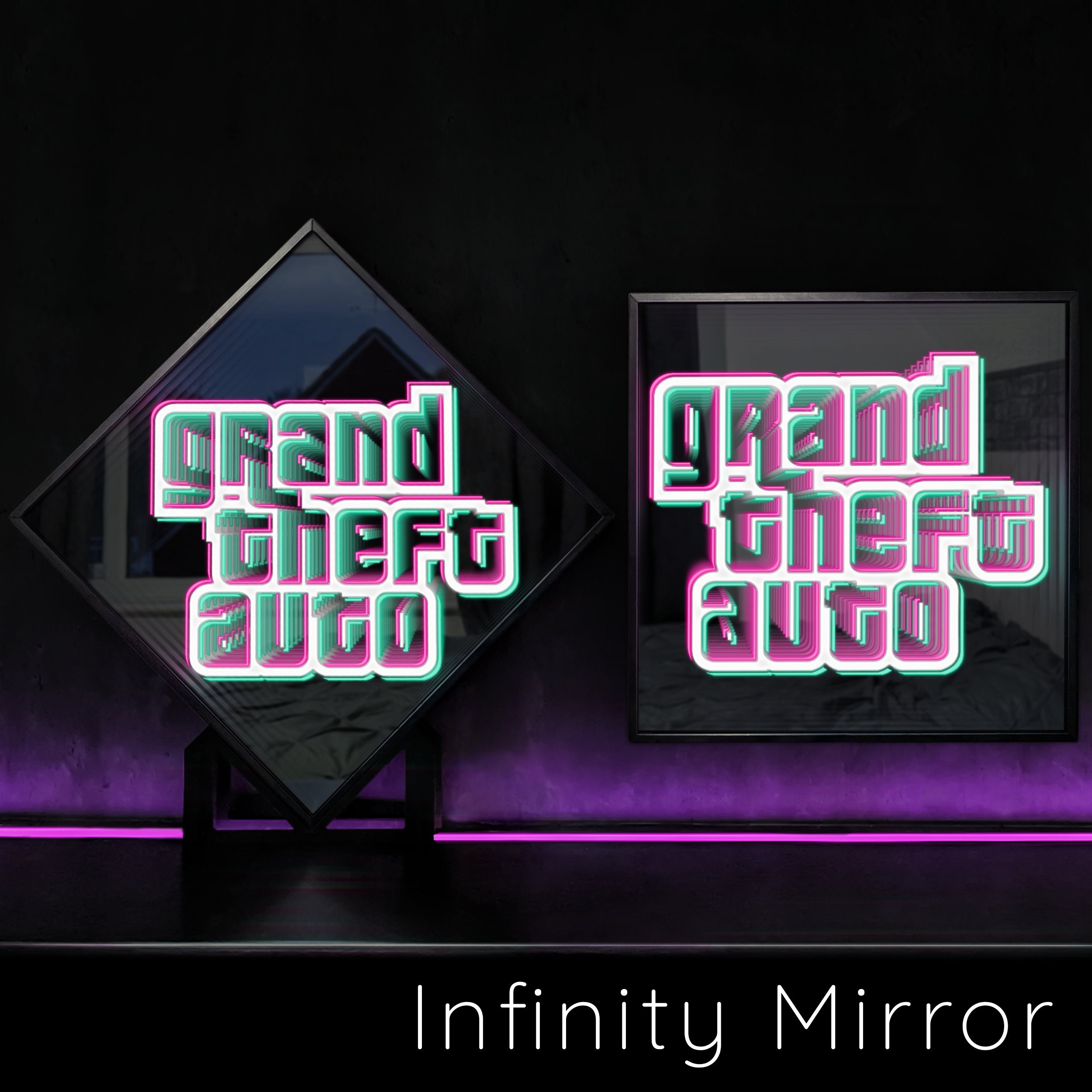 Grand Theft Auto Logo GTA Infinity Mirror Neon Light Infinity Mirror ...