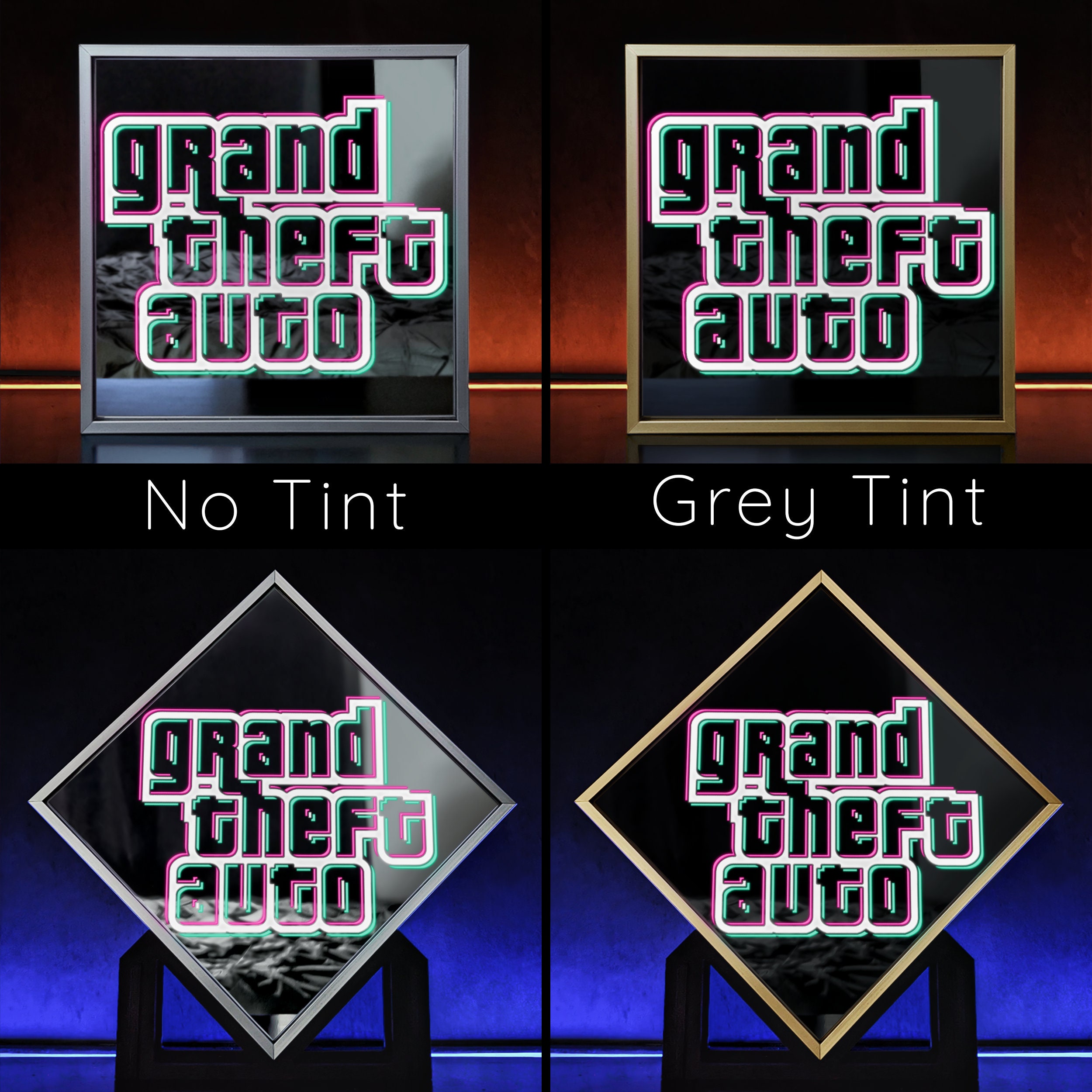 Grand Theft Auto Logo GTA Infinity Mirror Neon Light Infinity Mirror ...