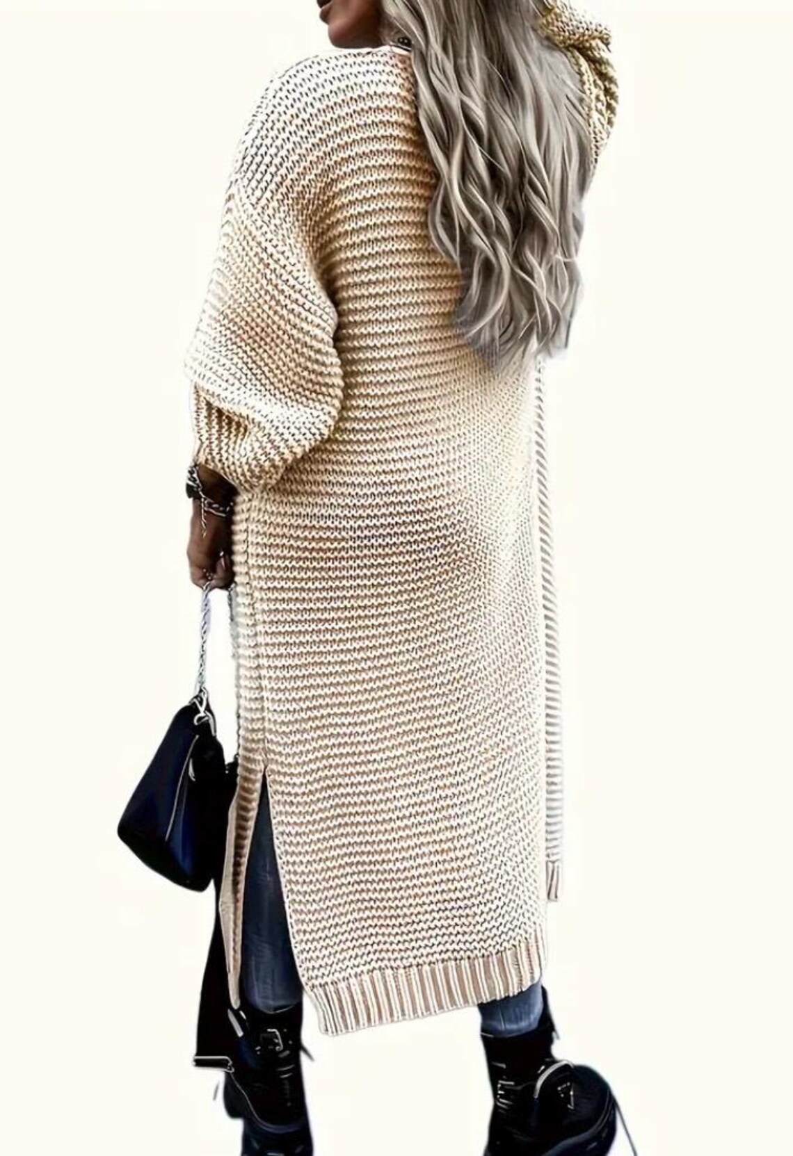 Women's Long Knitted Coat Handmade, Maxi Knitted Coat With Wool ...