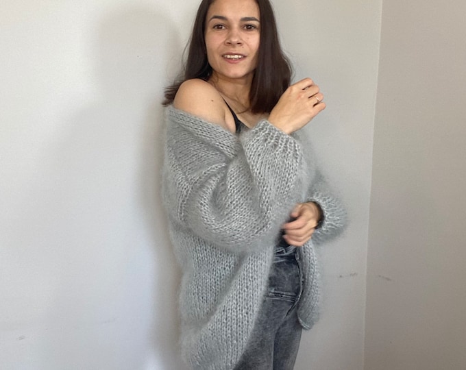White Cardigan Fluffy Mohair Bomber Open Front Cardigan Knit - Etsy