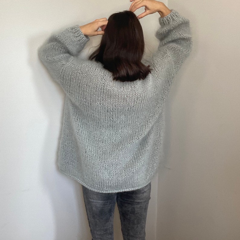 White Cardigan Fluffy Mohair Bomber, Open Front Cardigan, Knit Sweater ...