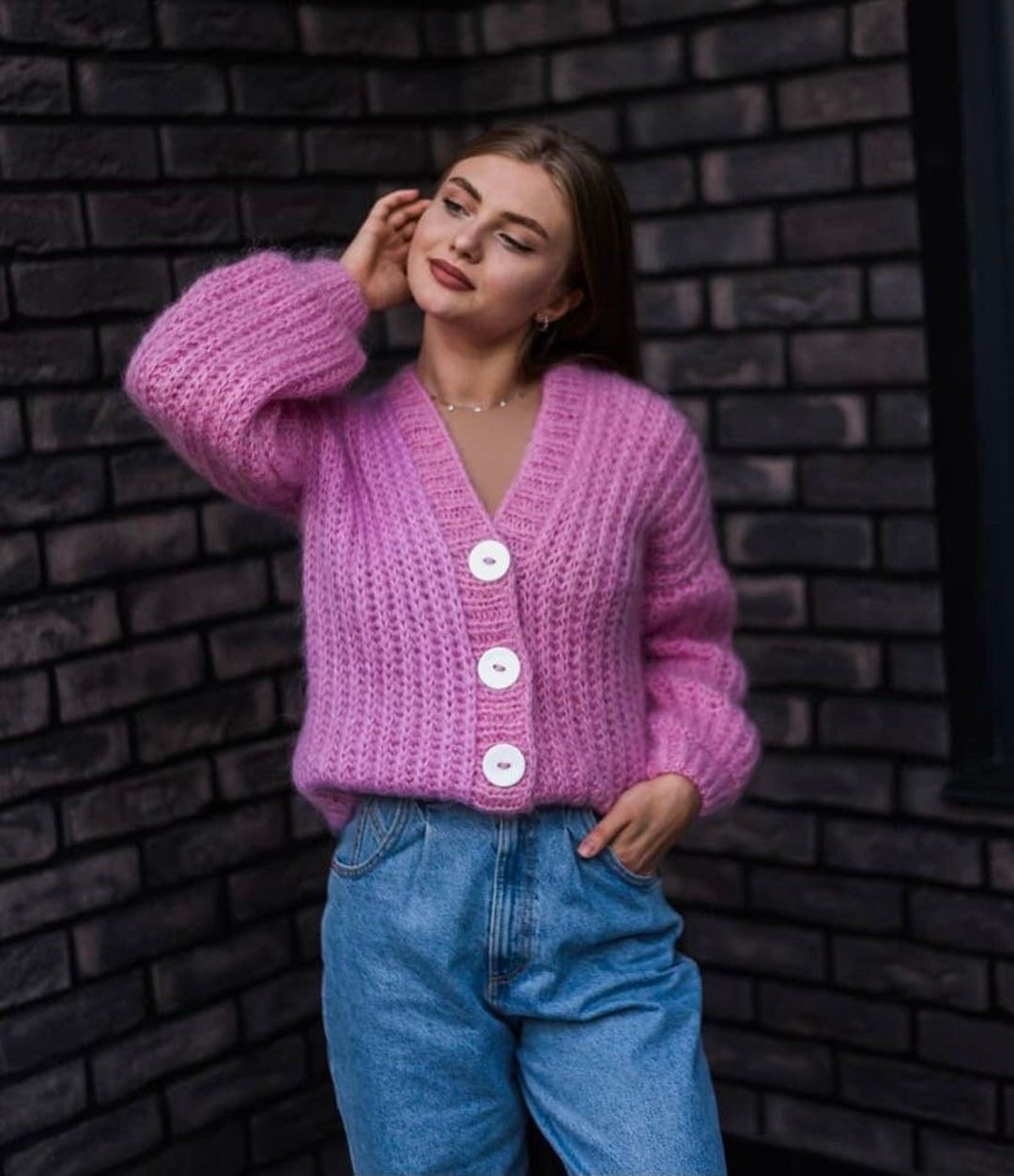 Sky Mohair Cardigan Cropped Fluffy Cardigan Soft Belt Cardigan With Bow ...