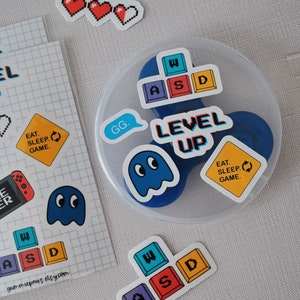 Gamer Birthday Favor, Level Up, Game Over, Sticker Sheets, Cool ...