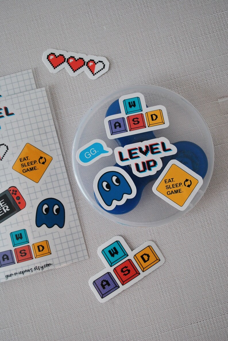 Gamer Birthday Favor, Level Up, Game Over, Sticker Sheets, Cool ...