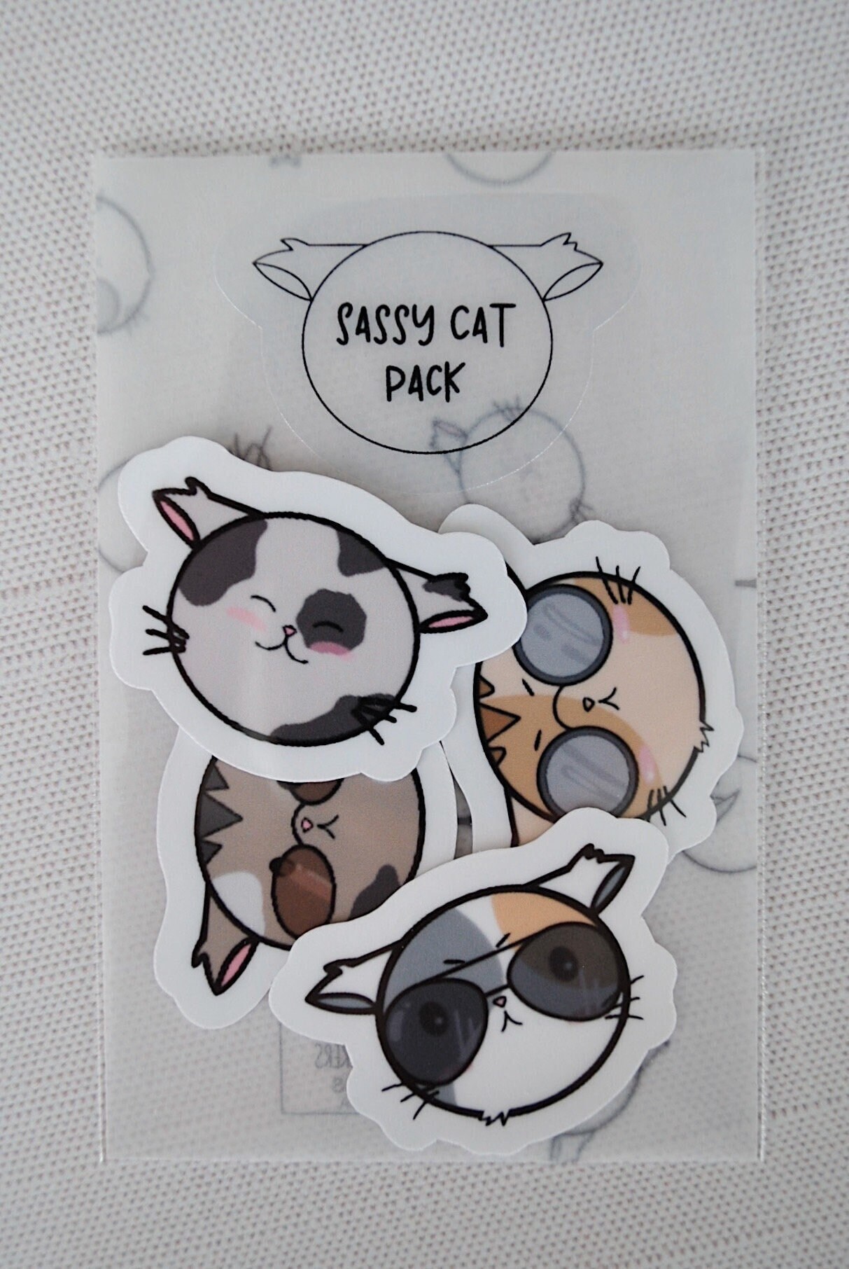 Cute Kawaii Sassy Cat Head Sticker Pack Cat With Glasses - Etsy