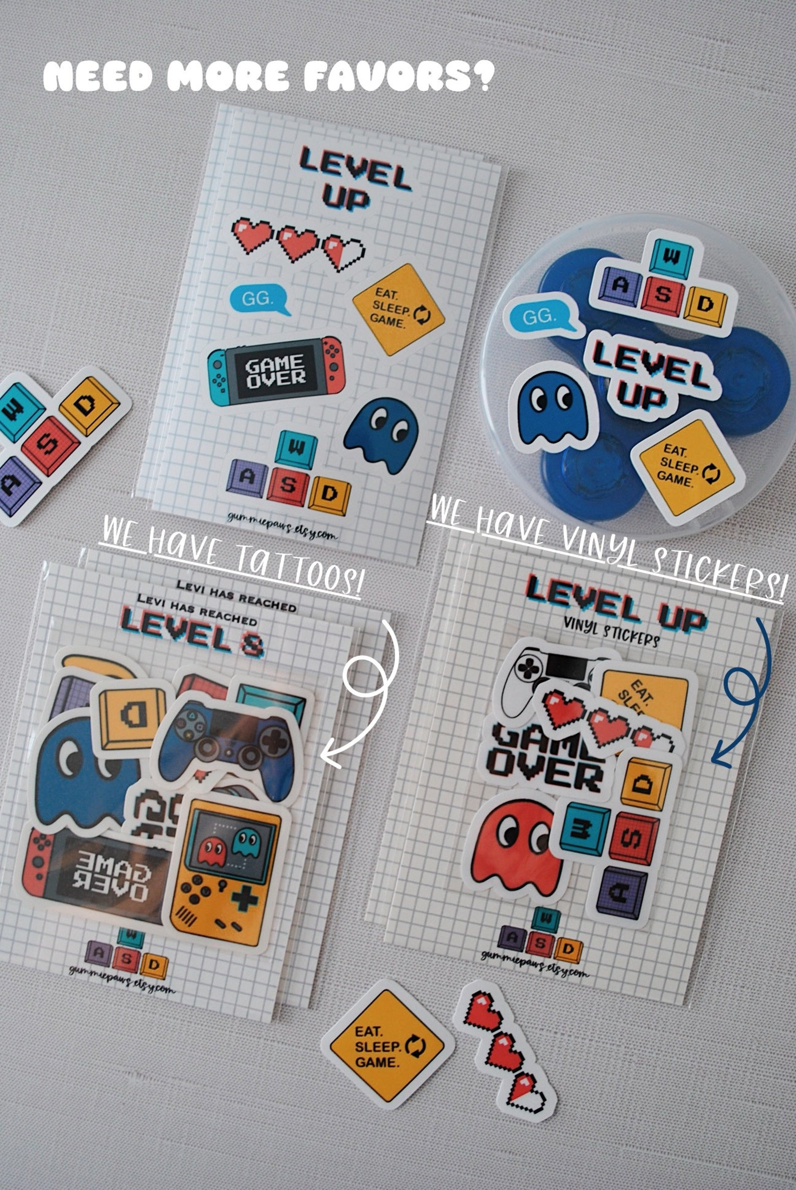Gamer Birthday Favor, Level Up, Game Over, Sticker Sheets, Cool ...