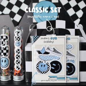 Personalized Birthday Favors, Waterproof Vinyl Stickers, Smiley Face ...