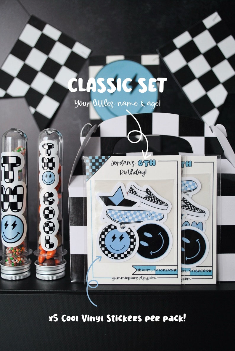 Personalized Birthday Favors, Waterproof Vinyl Stickers, Smiley Face ...