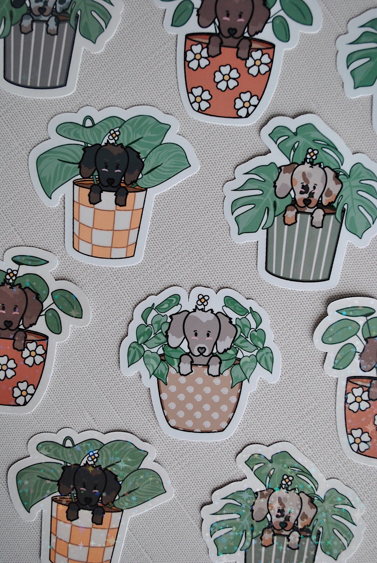 Cute Dachshund Holographic Vinyl Sticker, Dog Lovers Sticker, Kawaii ...