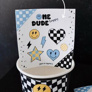 One Happy Dude Blue, Kids Birthday Favors, Cool Party Favors, Retro ...