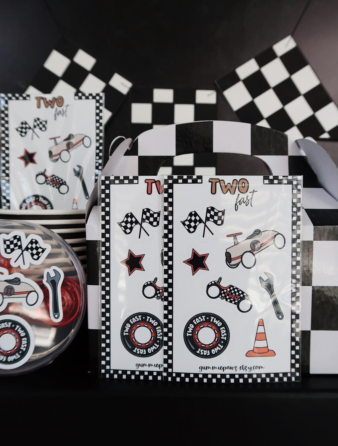 Two Fast Birthday, Birthday Party Favors, Birthday Stickers, Goodie Bag ...