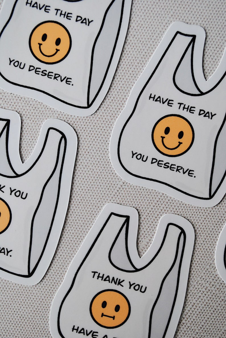 Thank You Plastic Bag Sticker, Cute Plastic Bag Sticker, Thank You Bag ...