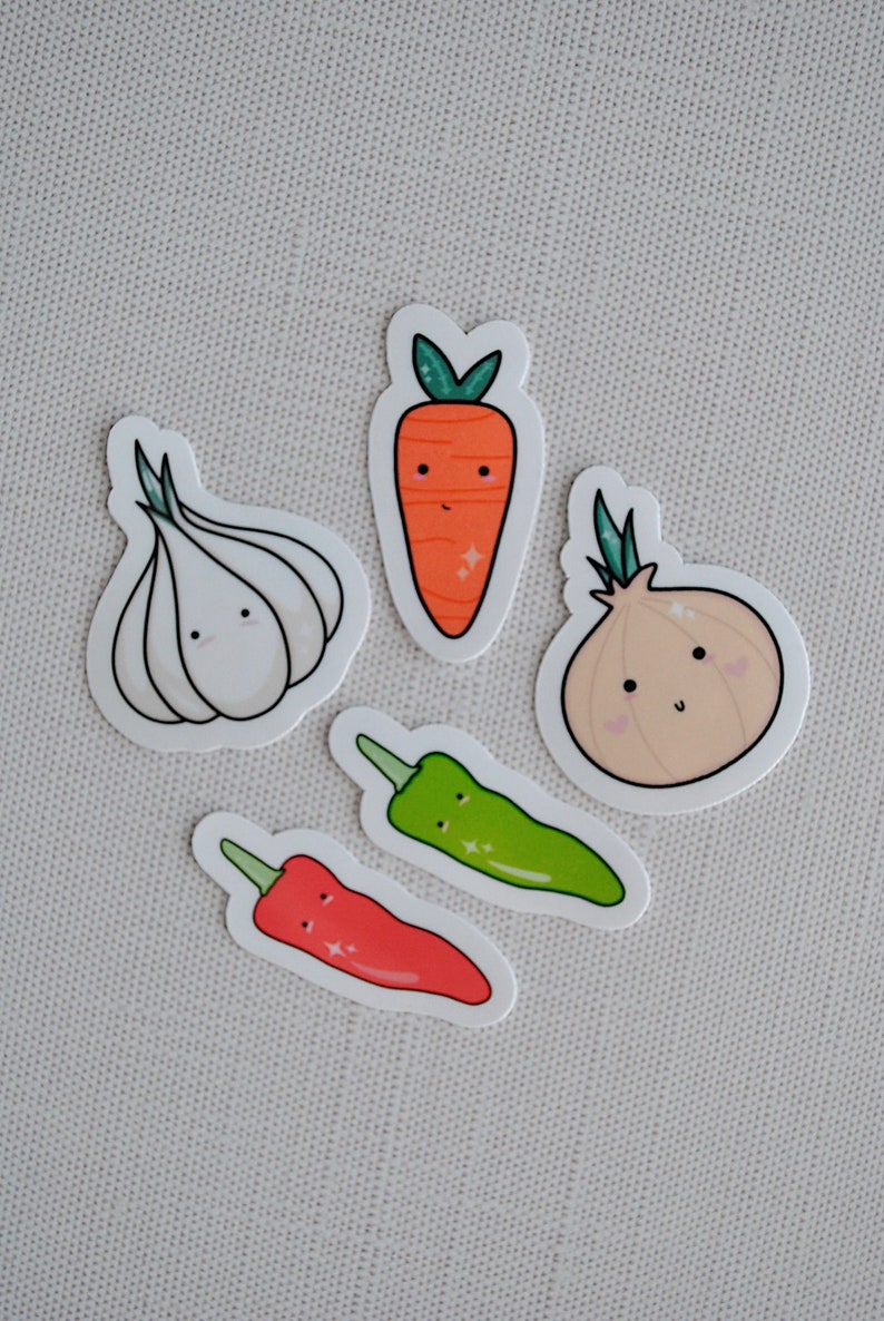 Cute Kawaii Veggie Sticker Pack, Cute Vegan Stickers, Food Lovers ...