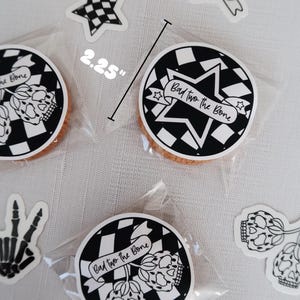 Bad Two the Bone Birthday, Party Decor Stickers, Round Stickers ...