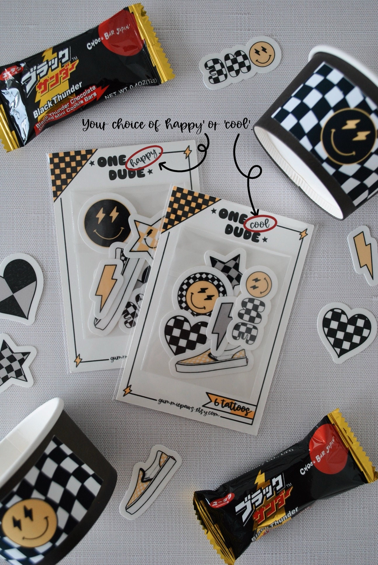 One Happy Dude Tattoos, Party Favor Temporary Tattoos, Smiley Face ...