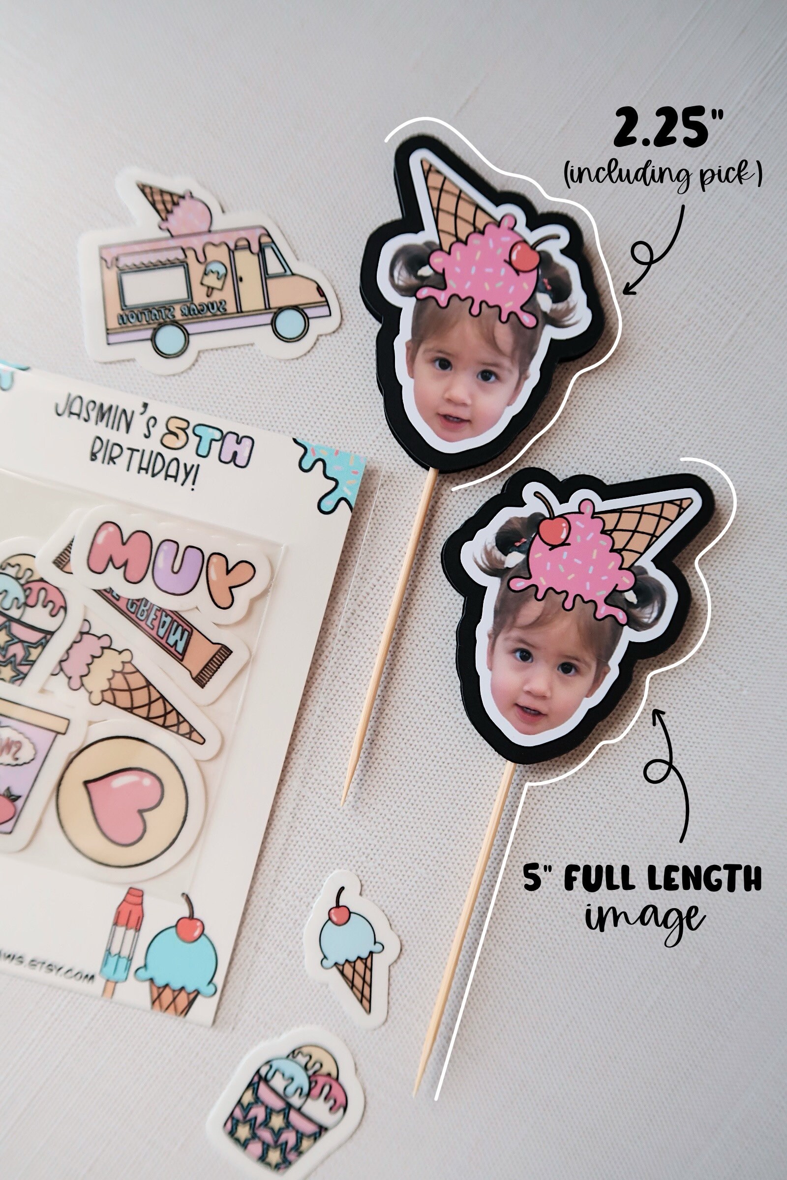 Personalized Cupcake Toppers, Ice Cream Birthday Toppers, Custom Cake ...