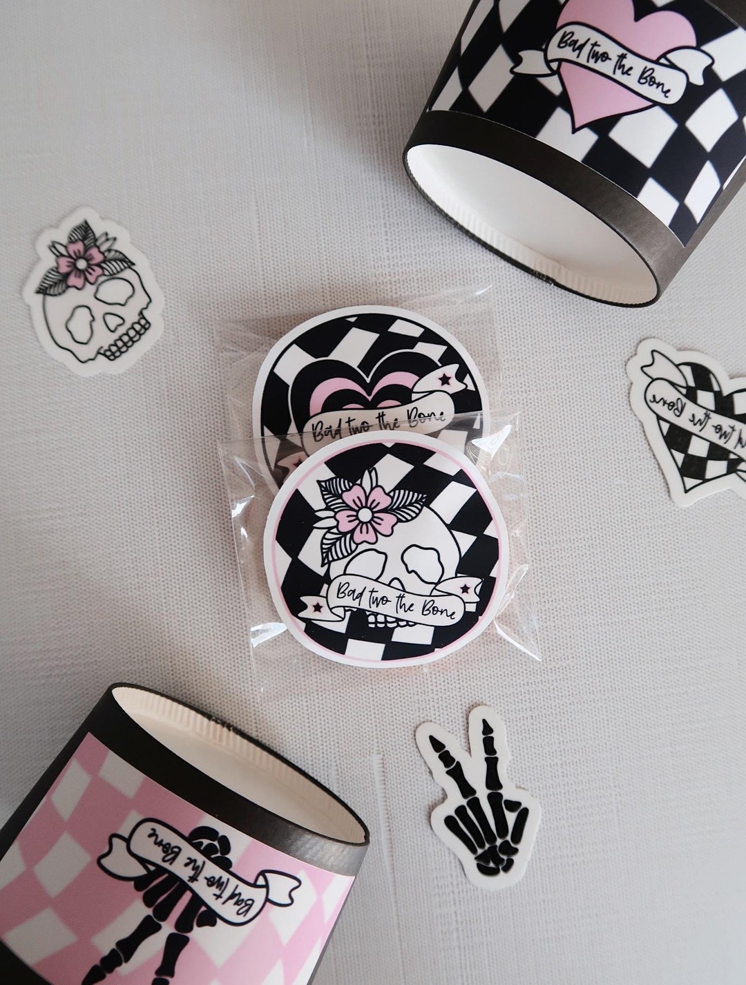 Bad Two the Bone Birthday, Party Decor Stickers, Round Stickers ...