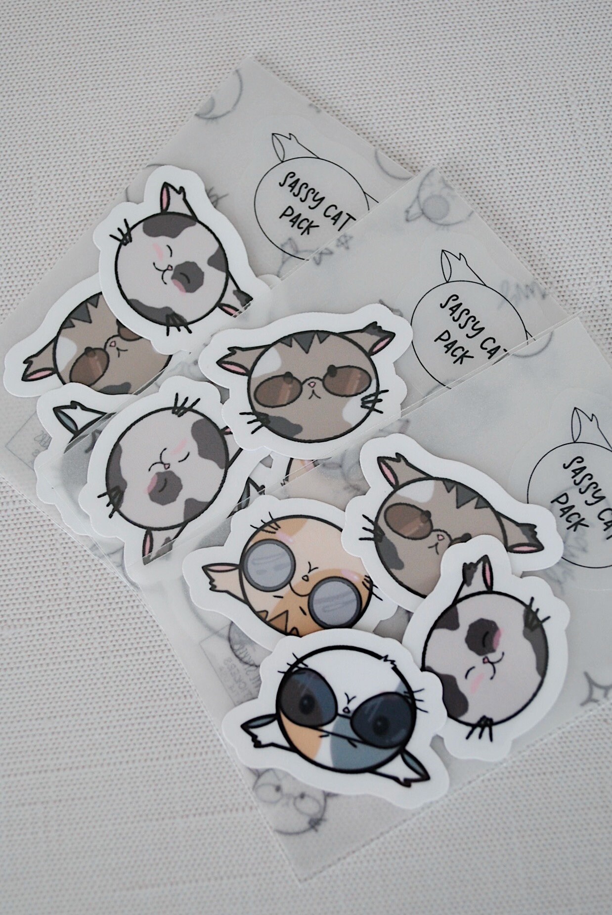 Cute Kawaii Sassy Cat Head Sticker Pack Cat With Glasses - Etsy
