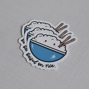 Kawaii Rice Bowl Sticker, Cute Asian Food Sticker, Chopstick Stickers ...