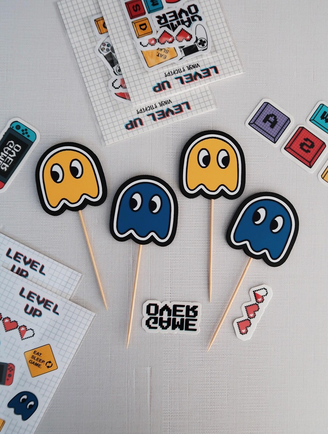 Cupcake Toppers, Gamer Theme Birthday, Cake Toppers, Level up Birthday ...