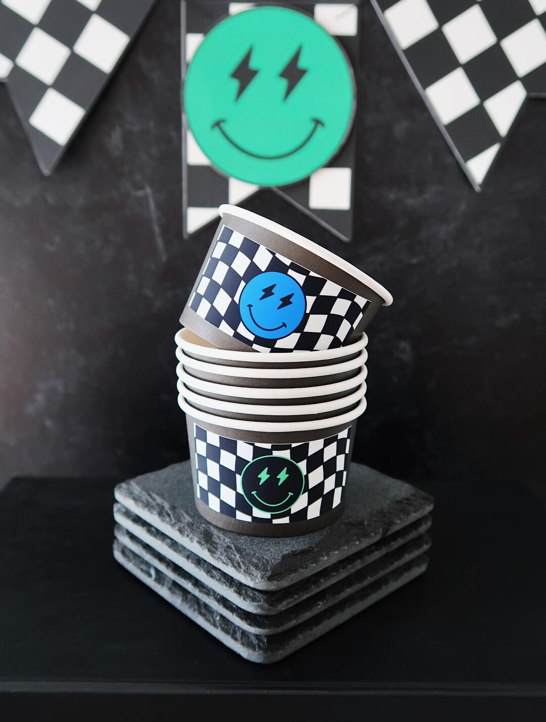 Smiley Face Stickers, Birthday Party Decor Stickers, Ice Cream Cup ...