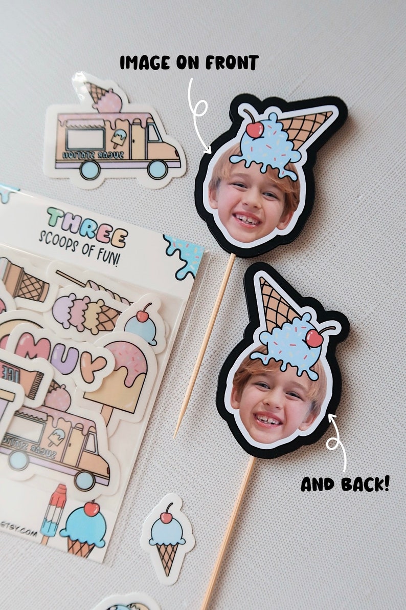 Personalized Cupcake Toppers, Ice Cream Birthday Toppers, Custom Cake ...