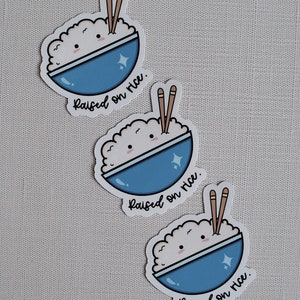 Kawaii Rice Bowl Sticker, Cute Asian Food Sticker, Chopstick Stickers ...